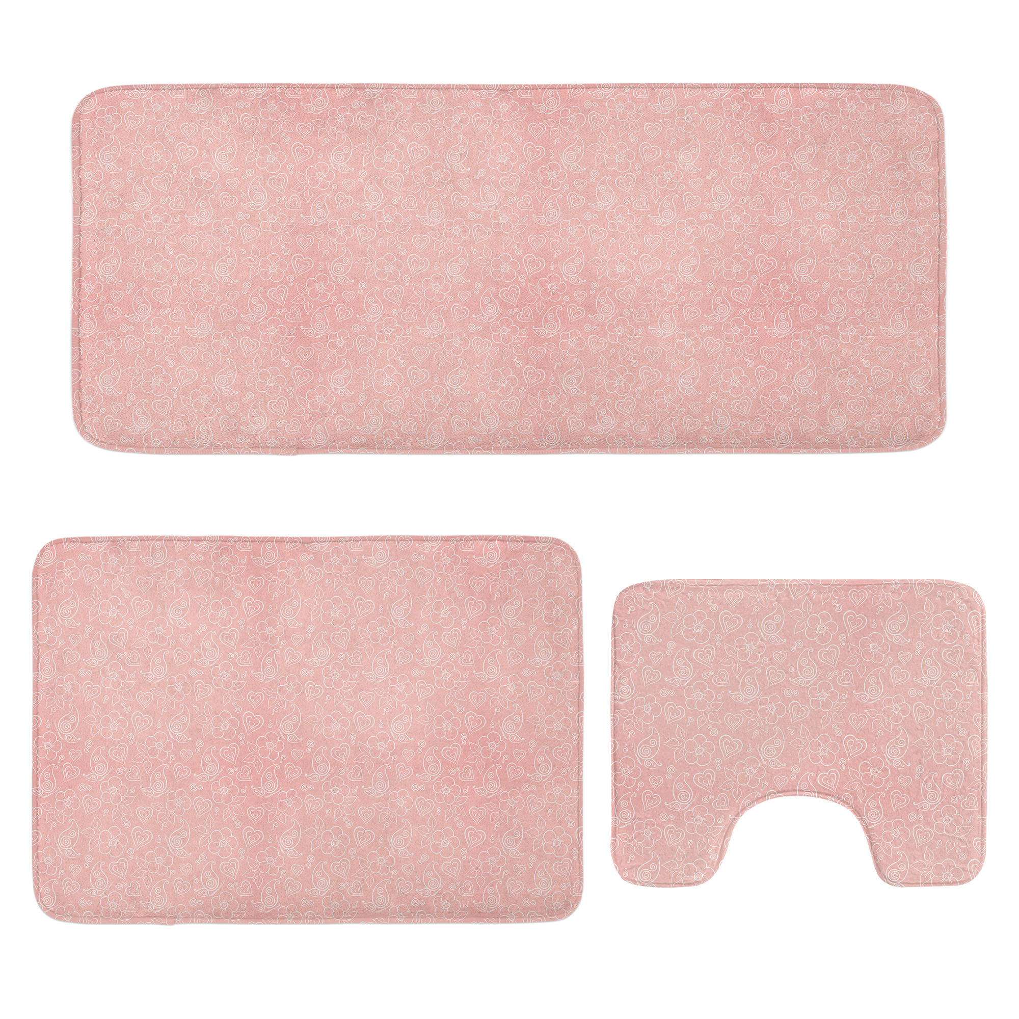 Ophelia & Co. Pale Pink Bathroom Rug Set 3 Pieces U-Shape & Rectangle ...