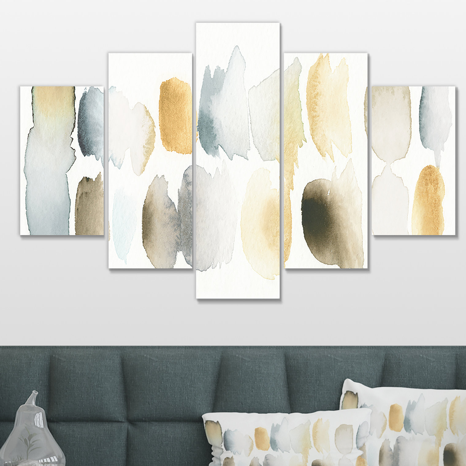 East Urban Home 'Watercolor Geometric Swatch Element V' Print Multi ...