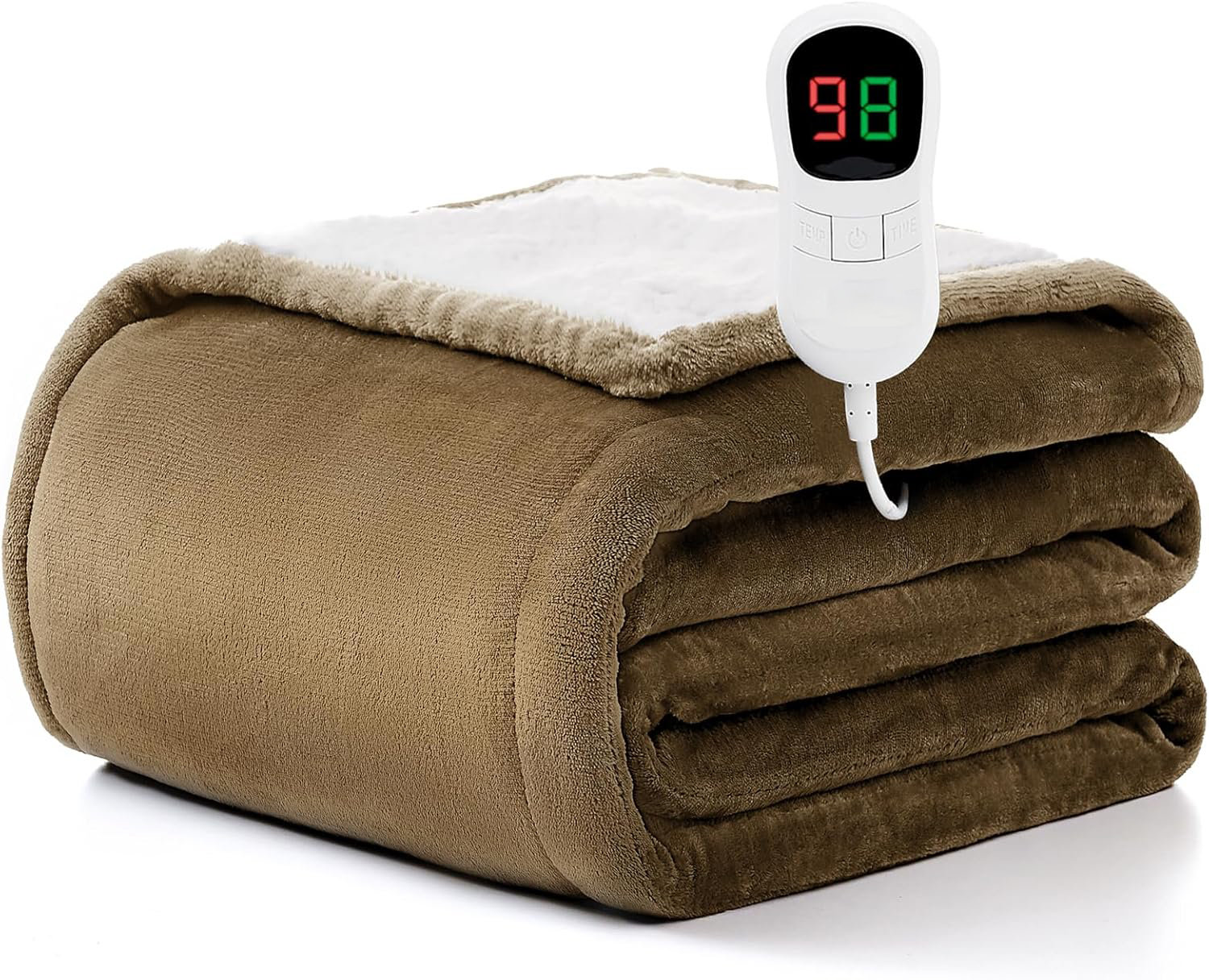 NOBHIO 50"x60" Flange Sherpa Heating Blanket Throw with Automatic ...