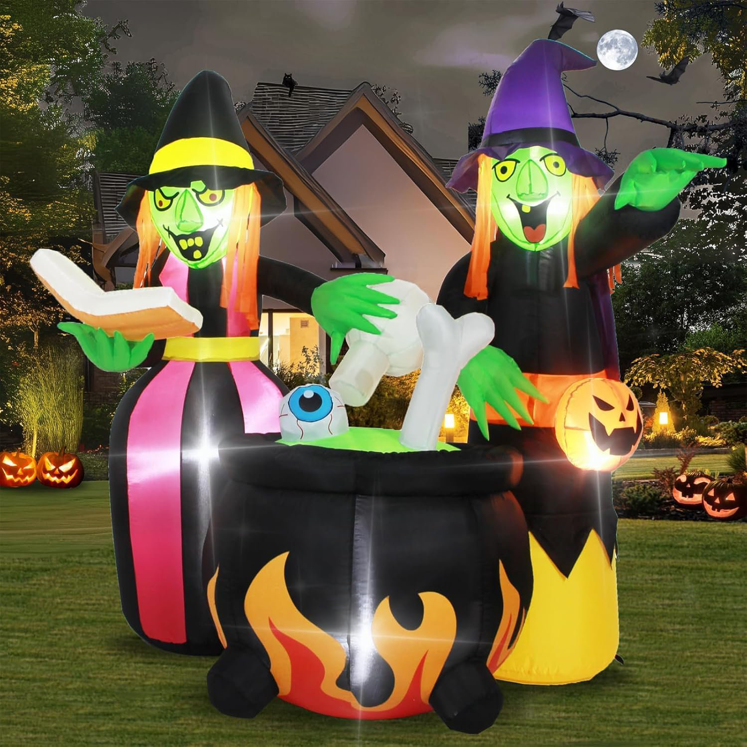 The Holiday Aisle® Halloween Inflatables Witch Outdoor Decorations 6Ft ...