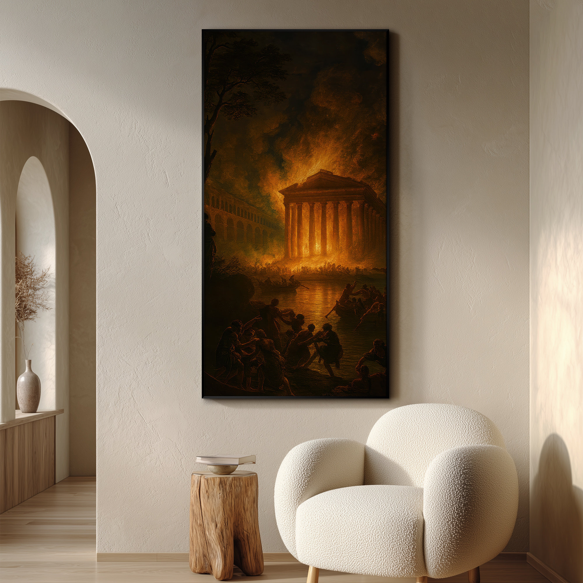 SIGNLEADER Extra Large Dramatic Temple Fire Wall Art Print - Historic ...