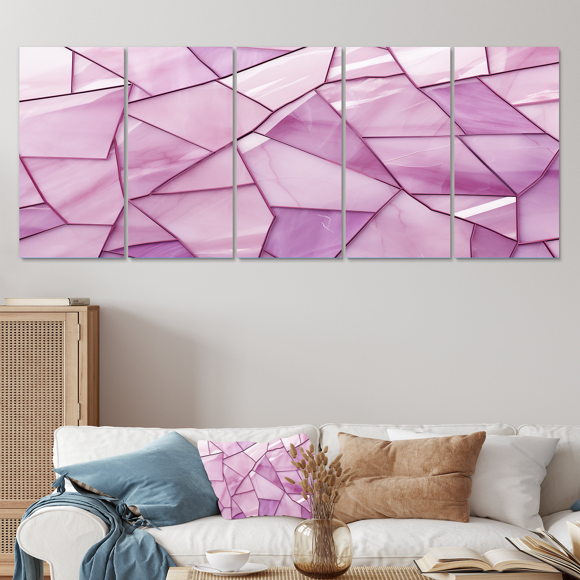Ivy Bronx Pink Tranquil Surrender Collages - Abstract Collages 5 Piece ...