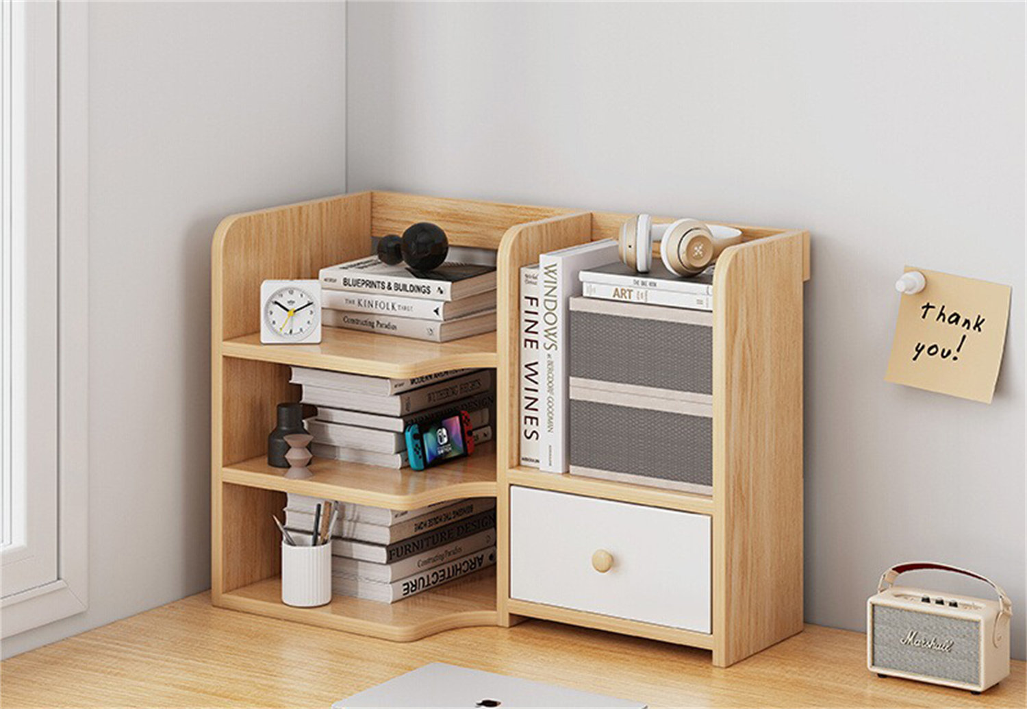 Hokku Designs Corner Storage Shelf For Desktop, Office, Desk, Bookshelf ...