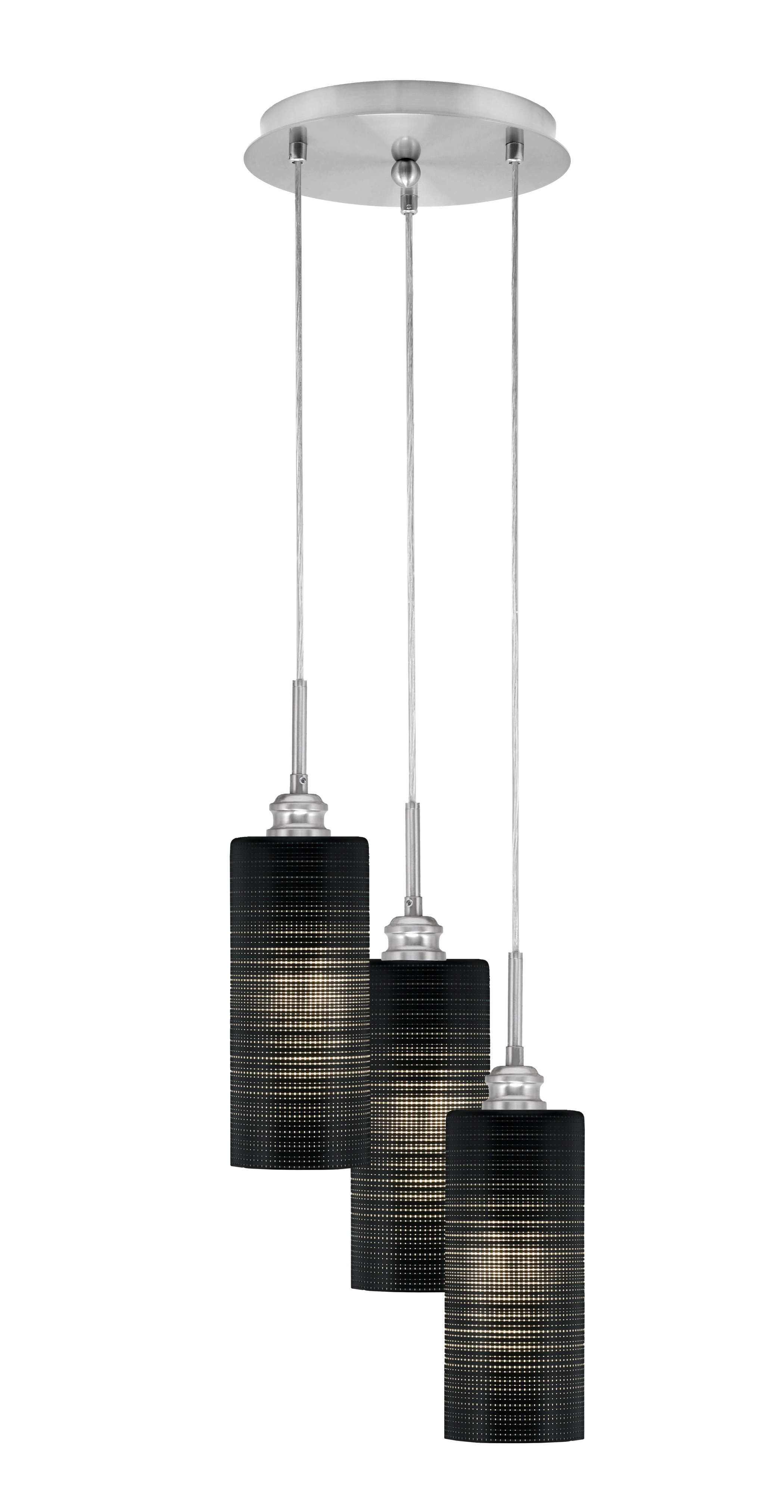 Toltec Lighting Array 3 Light Cord Hung Cluster Pendalier With 4" Black ...