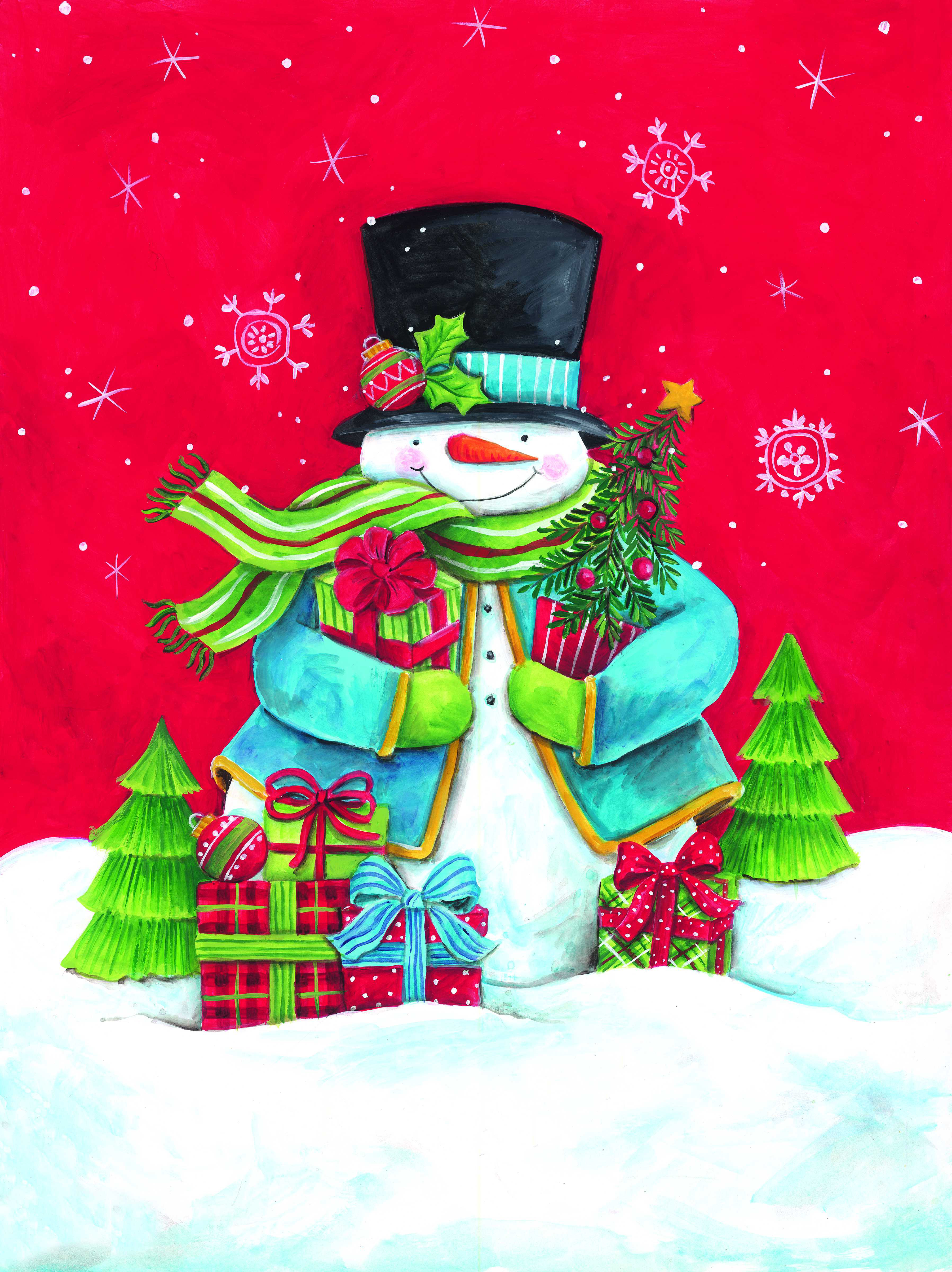 The Holiday Aisle® Ferkin Snowman And Presents by Diane Kater - Print ...