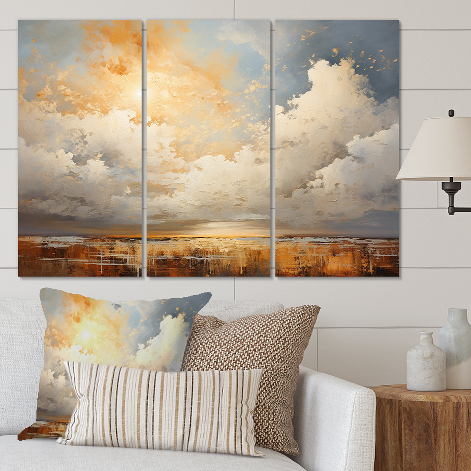 Winston Porter Clouds Prairies Collages V On Canvas 3 Pieces Print ...