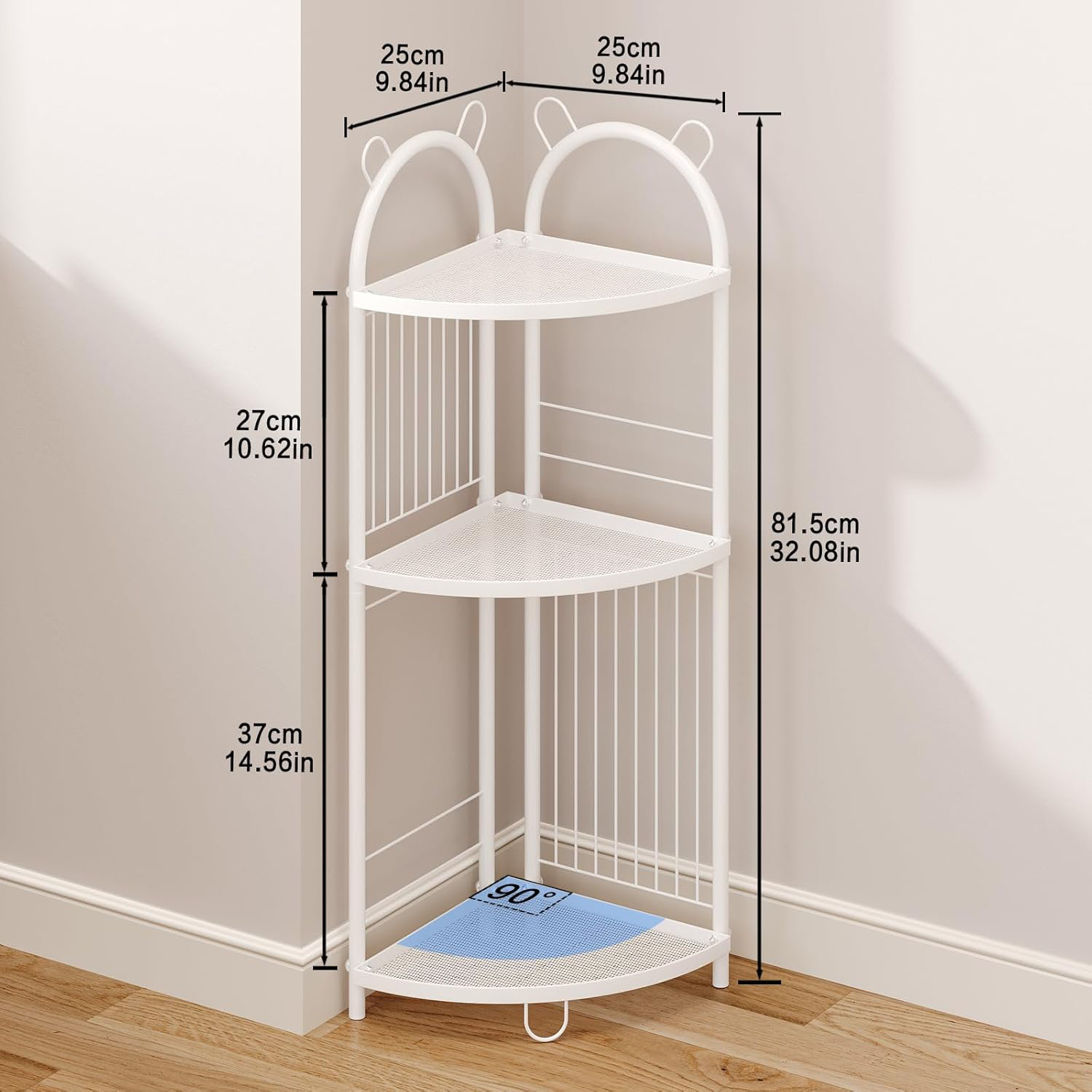Ebern Designs Small Corner Shelf Metal Bathroom Corner Shelf 3 Tier ...