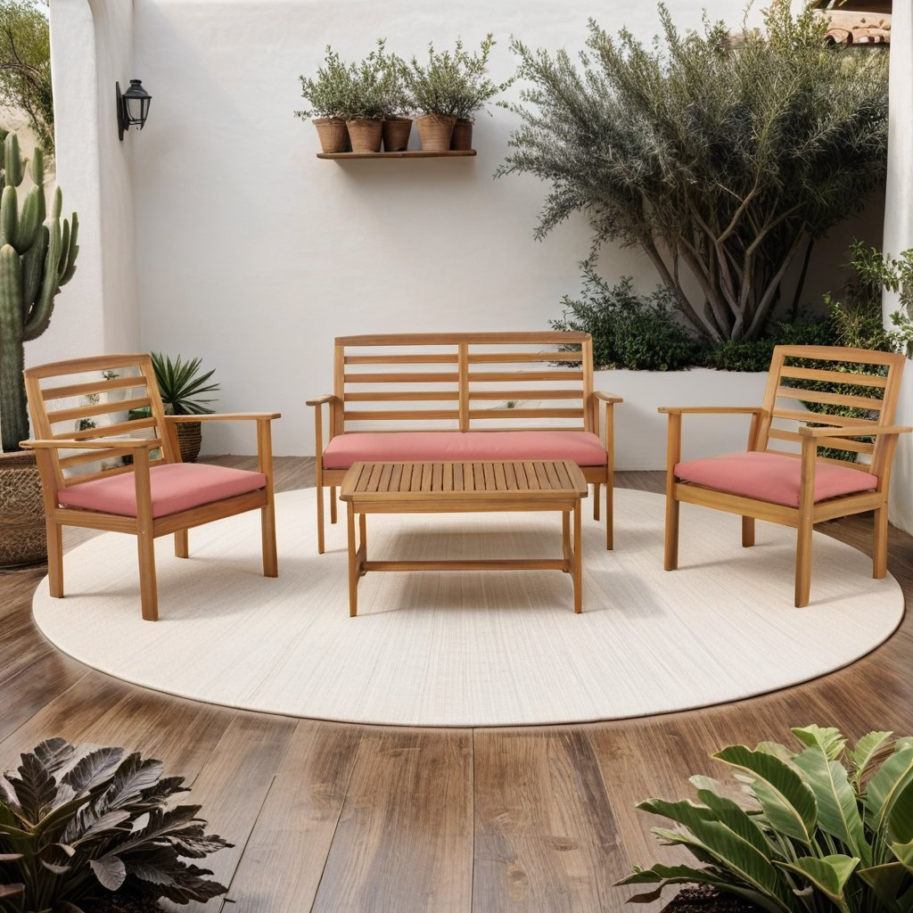 Latitude Run® Acacia wood Monjo garden furniture set, 4-seater | Wayfair