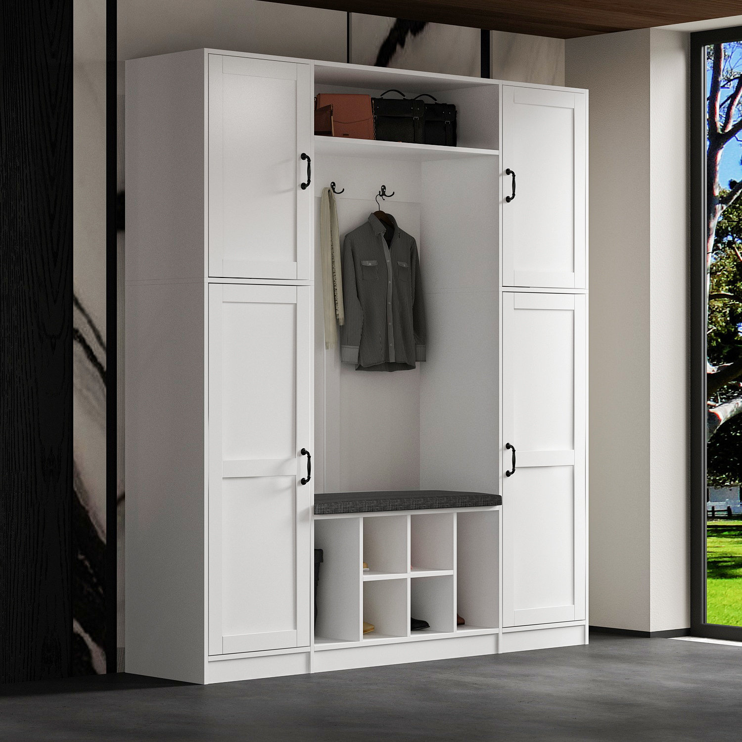 Lark Manor™ Apryl Hall Tree 65 4 Wide With Bench And Shoe Storage
