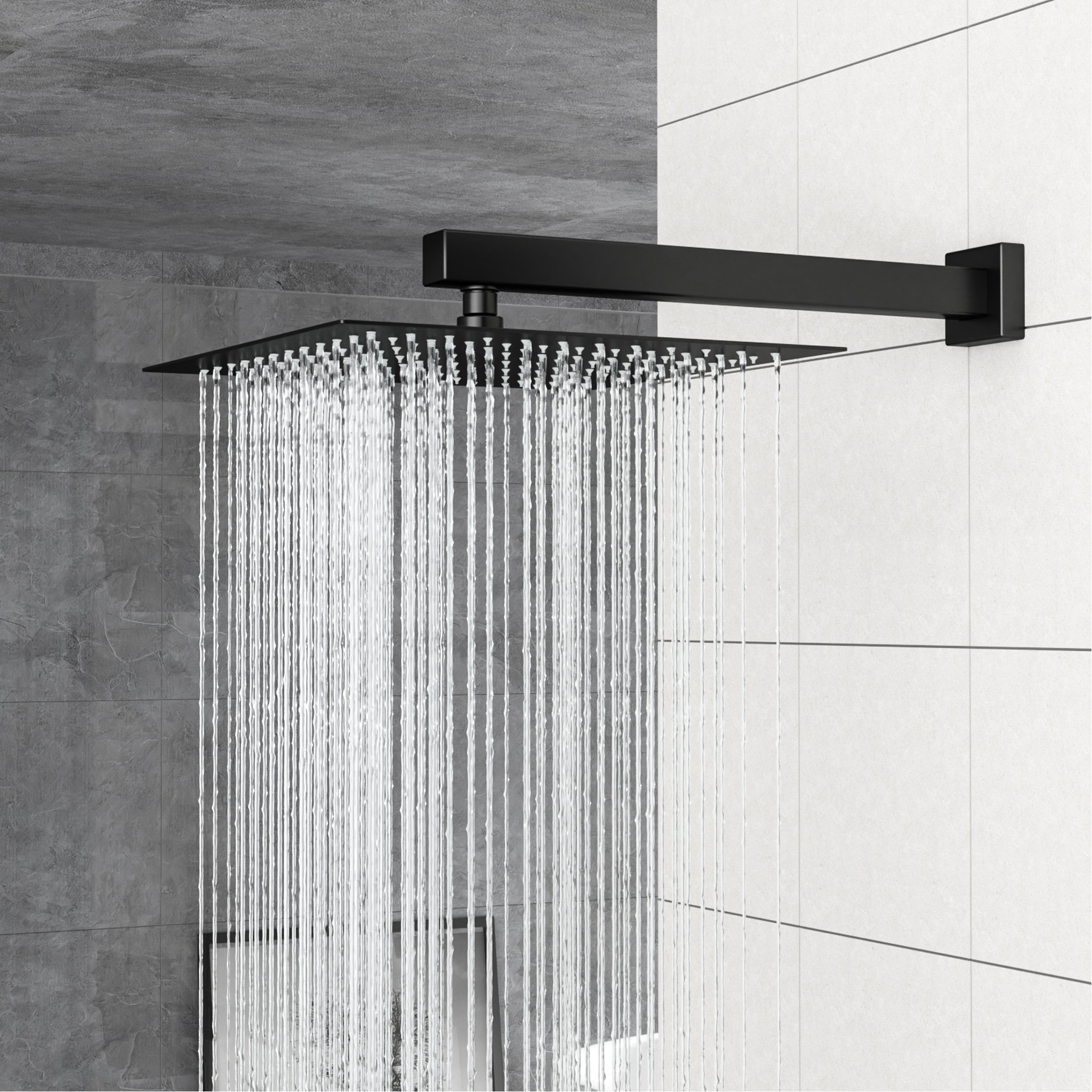 BalmyBoulevard 12 Inch Square Dual Shower Head - Wall Mounted System ...