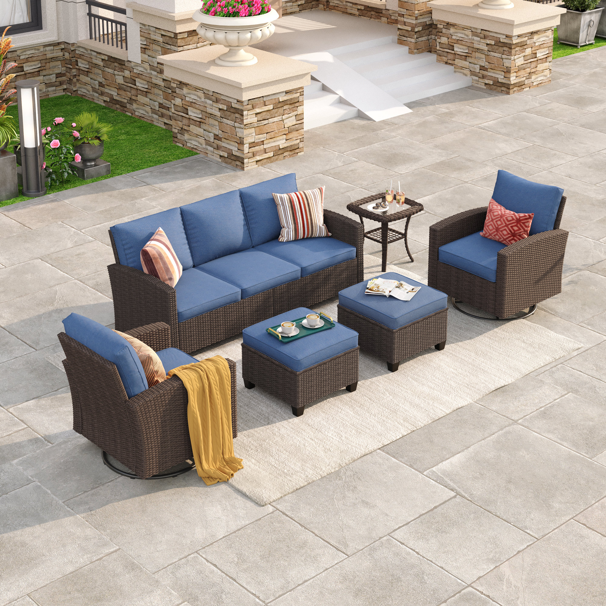 Winston Porter 5-Person Patio Coversation Set & Reviews | Wayfair
