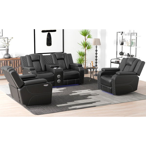 Brayden Studio® Davarious 3 - Piece Modern Breathable Leather Reclining ...