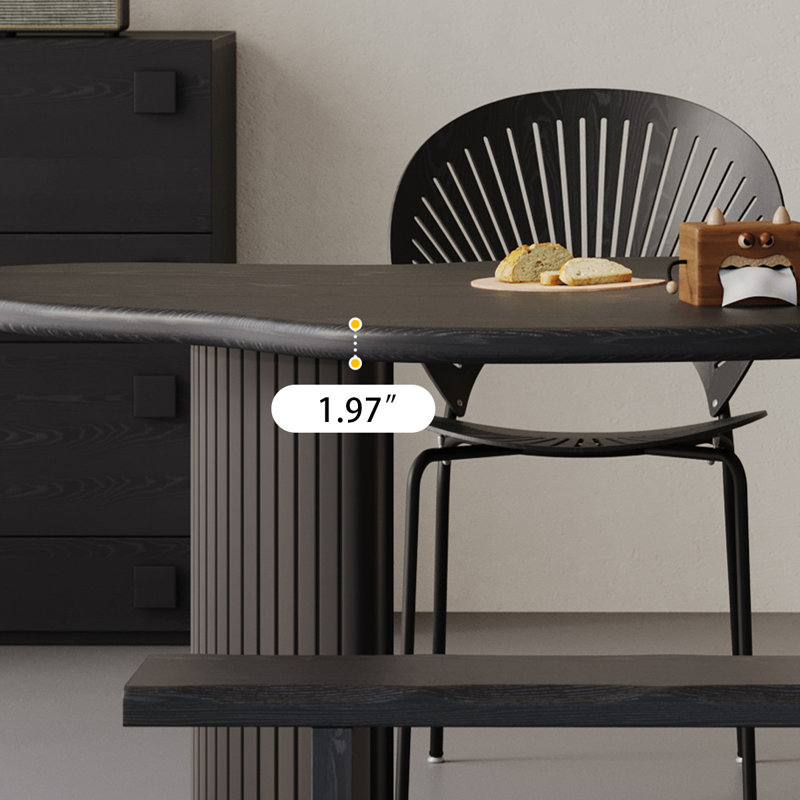 Orren Ellis 86.61" Black Rectangular Solid wood Butterfly Leaf Dining ...