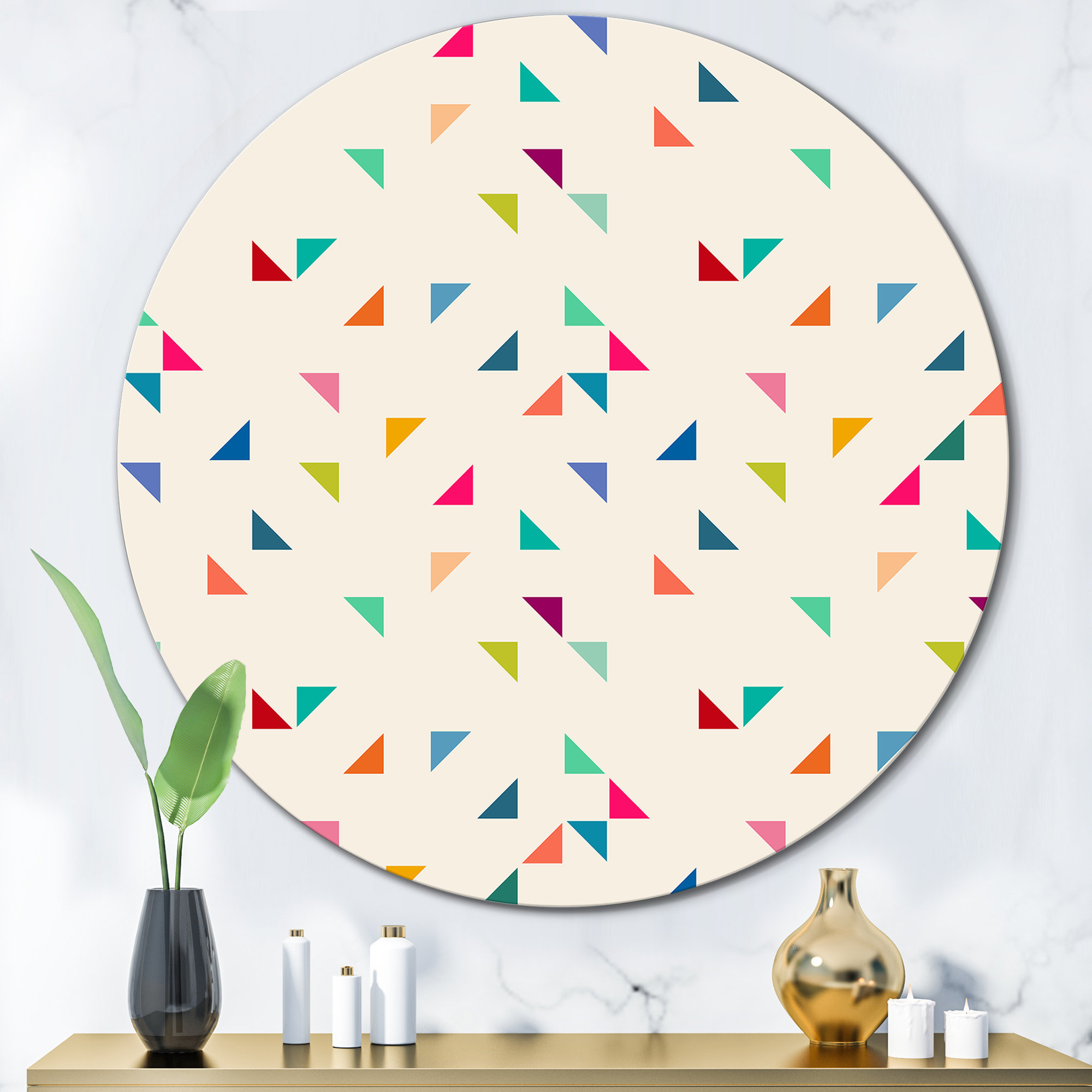 Corrigan Studio® Multicolor Triangles On Yellow - Patterned Metal ...