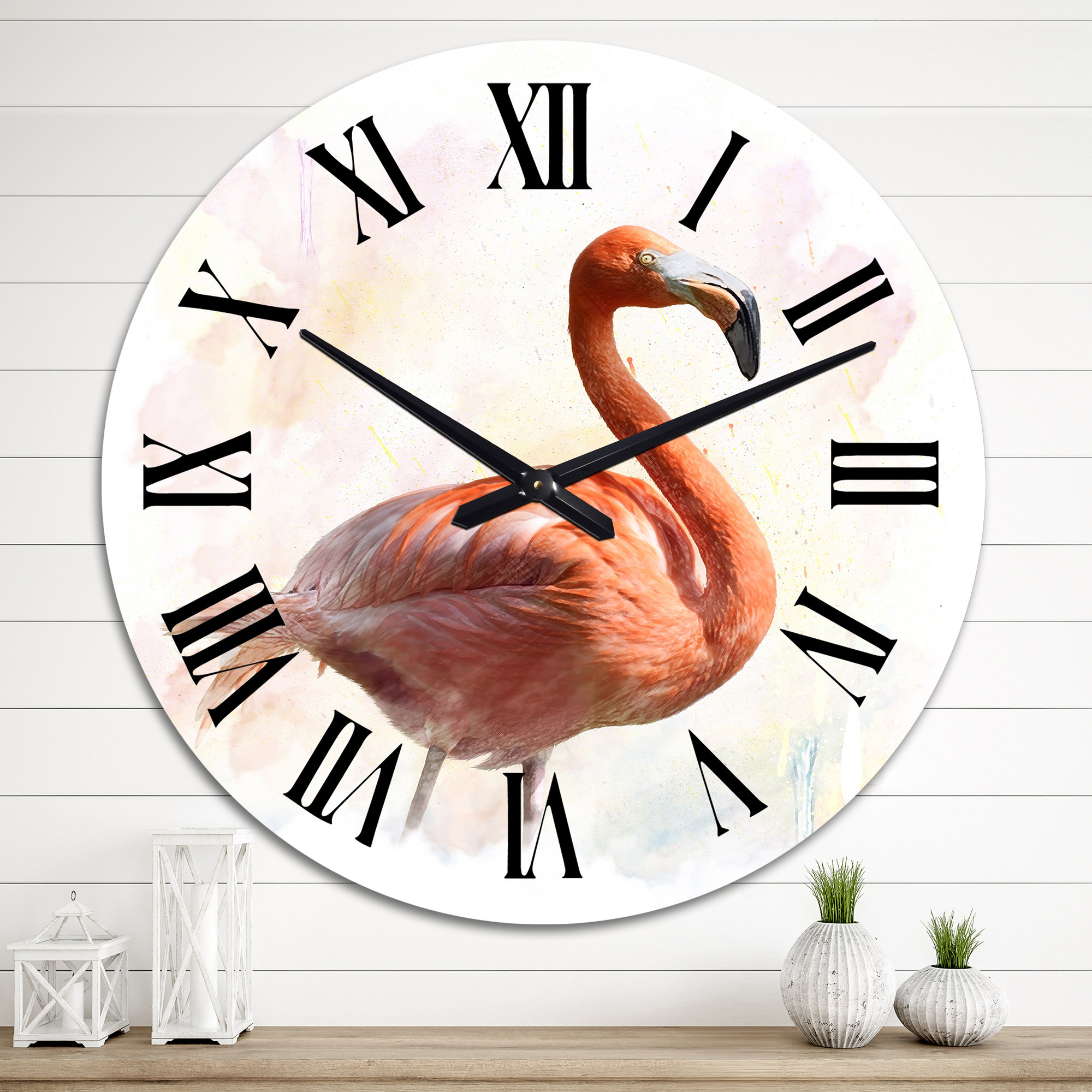 East Urban Home Sideview of a Pink Flamingo - Traditional Wall Clock ...