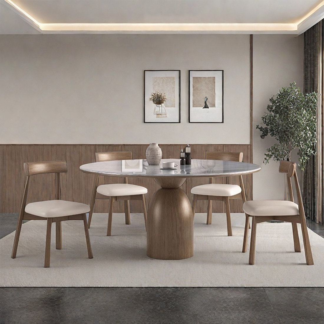 ALLNICEDT Simple Microlite Stone Wood Dining Table Sets. | Wayfair