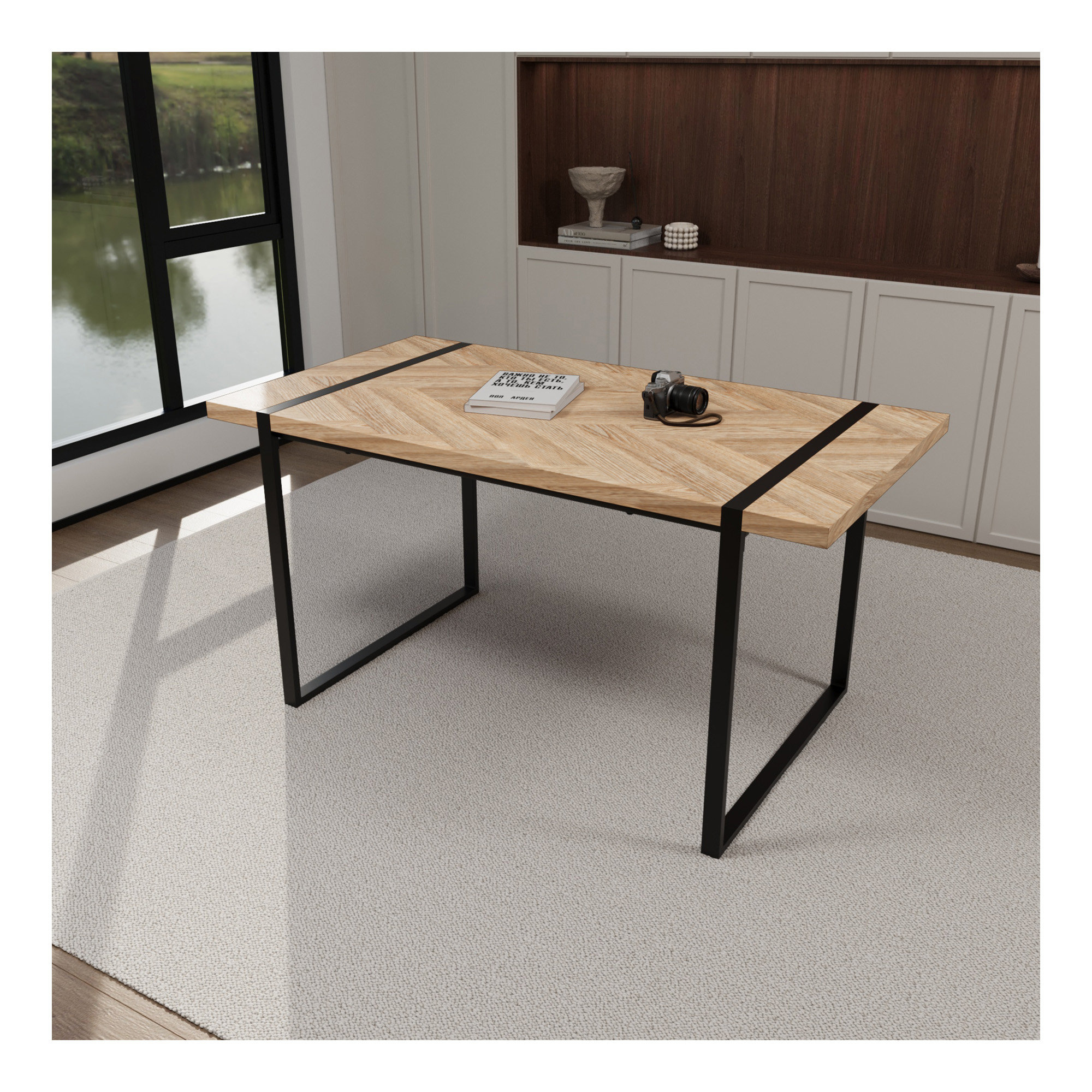 George Oliver 59" MDF light wood dining table and modern dining chair ...