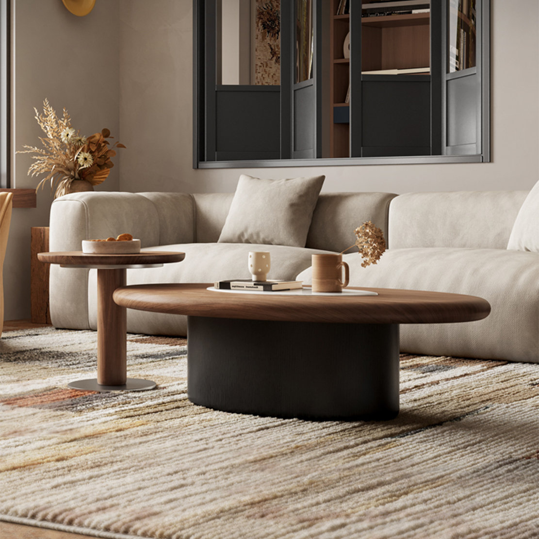 Hokku Designs Medieval-style oval marble coffee table set - Wayfair Canada