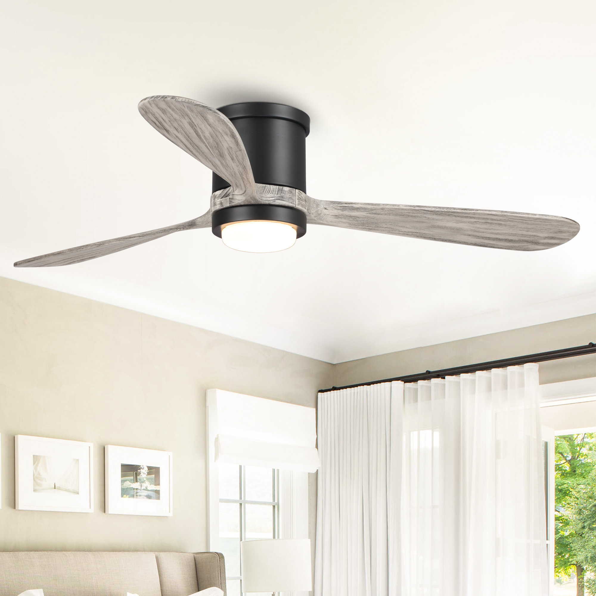Sand & Stable™ 52" Solomon 3 - Blade LED Flush Mount Ceiling Fan with ...