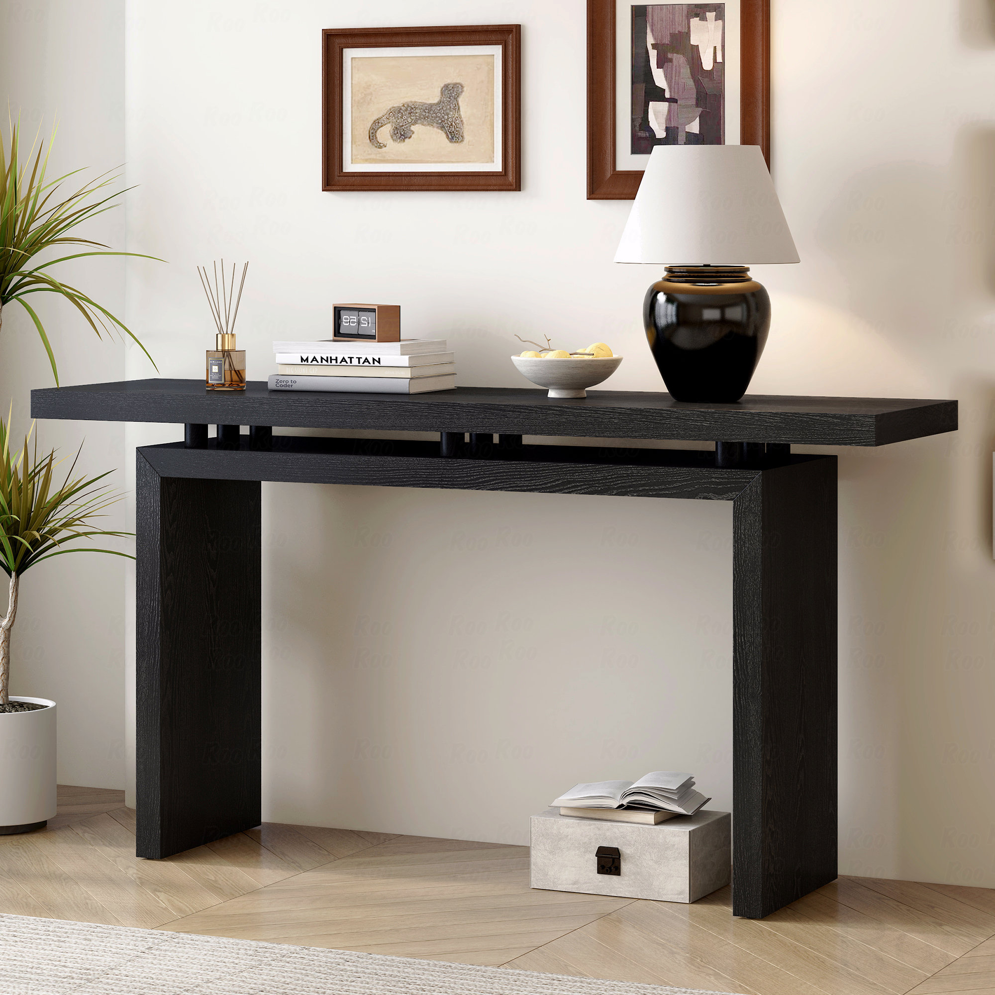 17 Stories Modern Unique Ash Veneer Console Table - Simple Style Clever ...