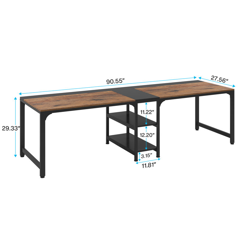 Trent Austin Design® Zina 90.55'' W Rectangle Double Computer Desk ...