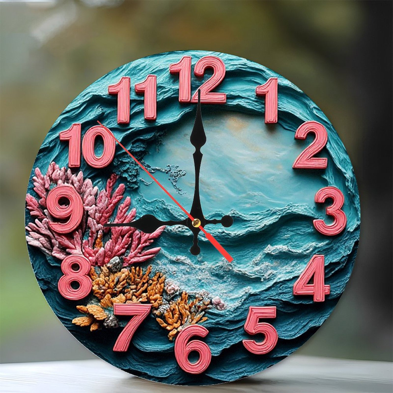 Dovecove Ocean Wave Coral Clock Wall Decor | Wayfair