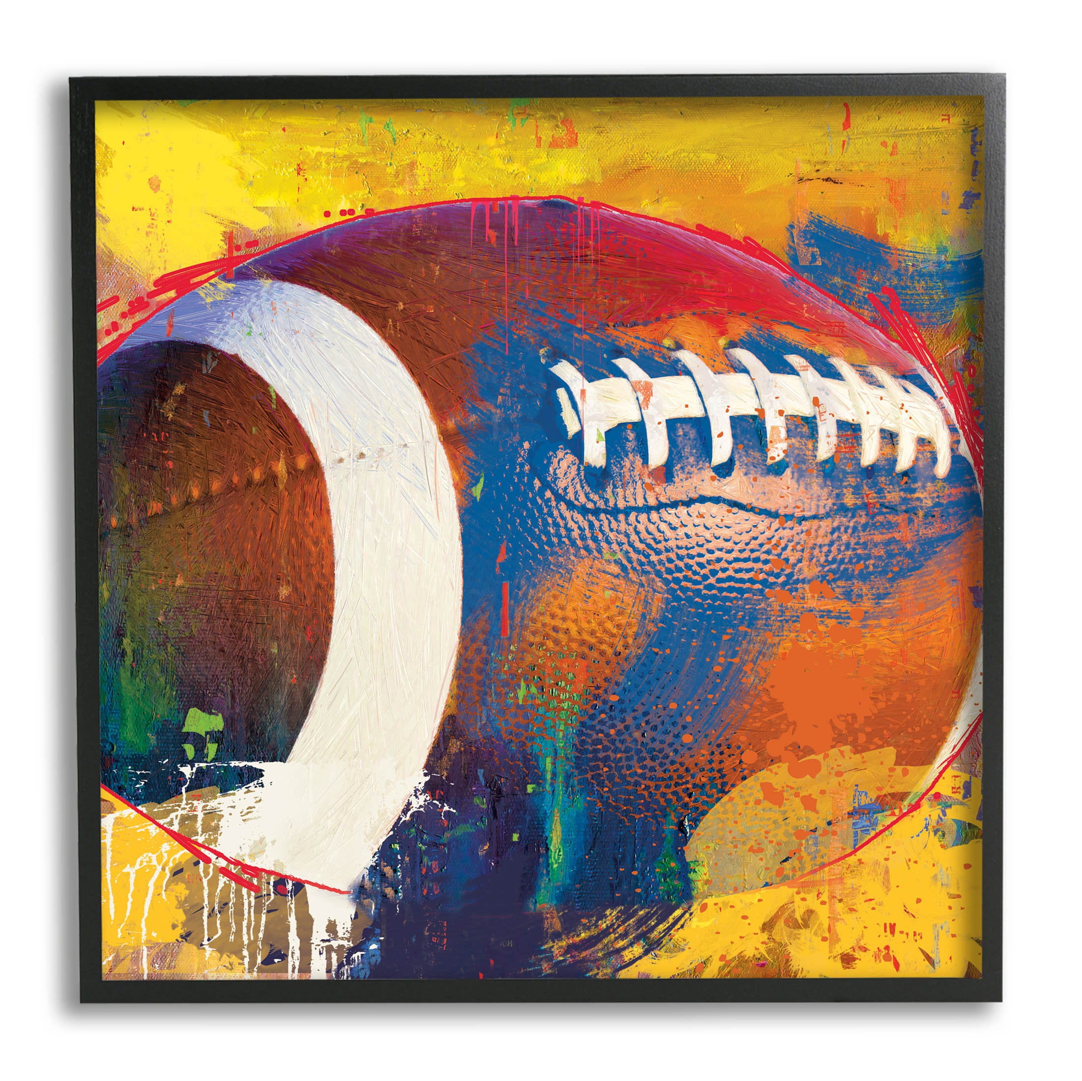 Stupell Industries Football Paint Splatter Sports Framed Giclee Art By ...