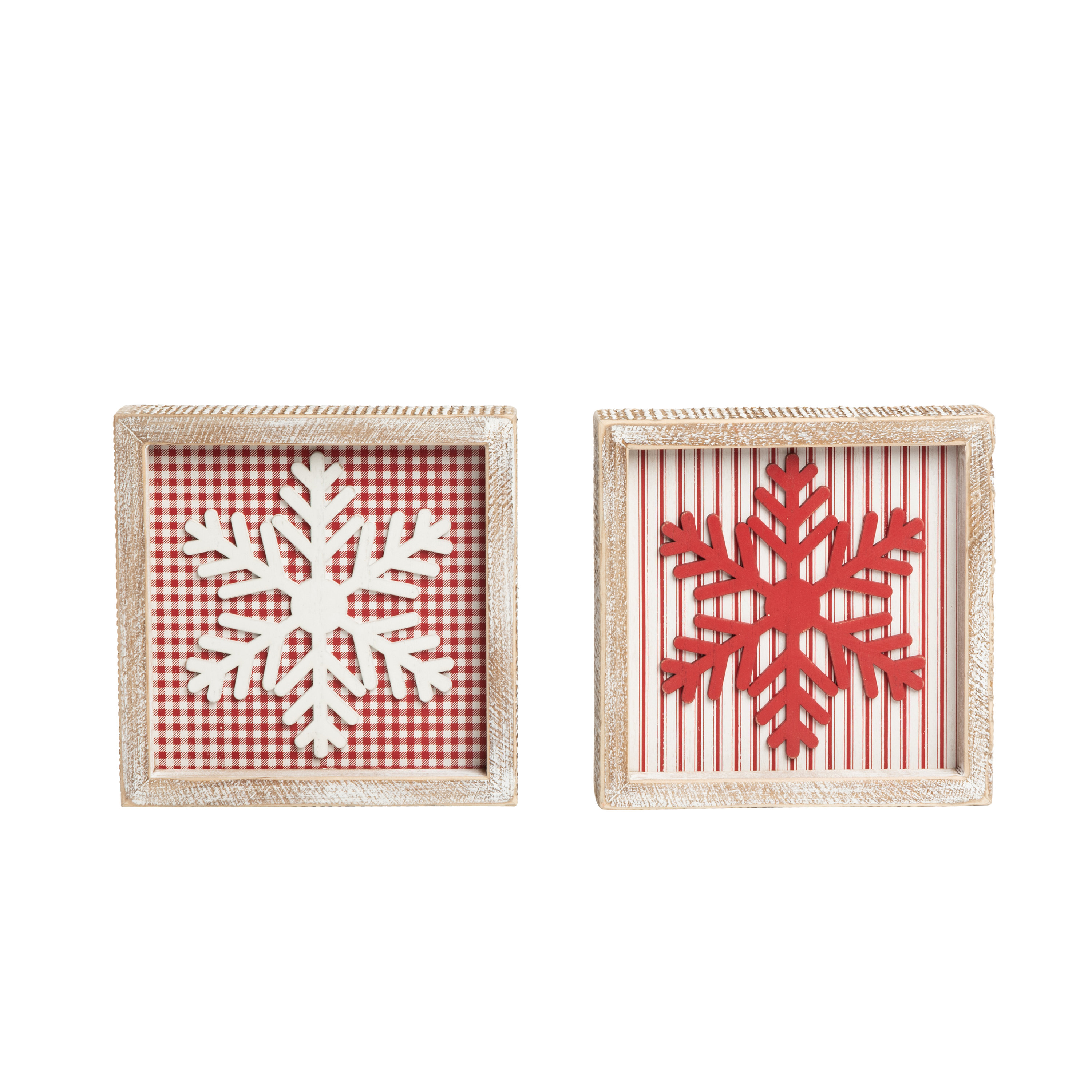 The Holiday Aisle® Wood Dimensional Snowflake Decor Set of 2 Christmas ...