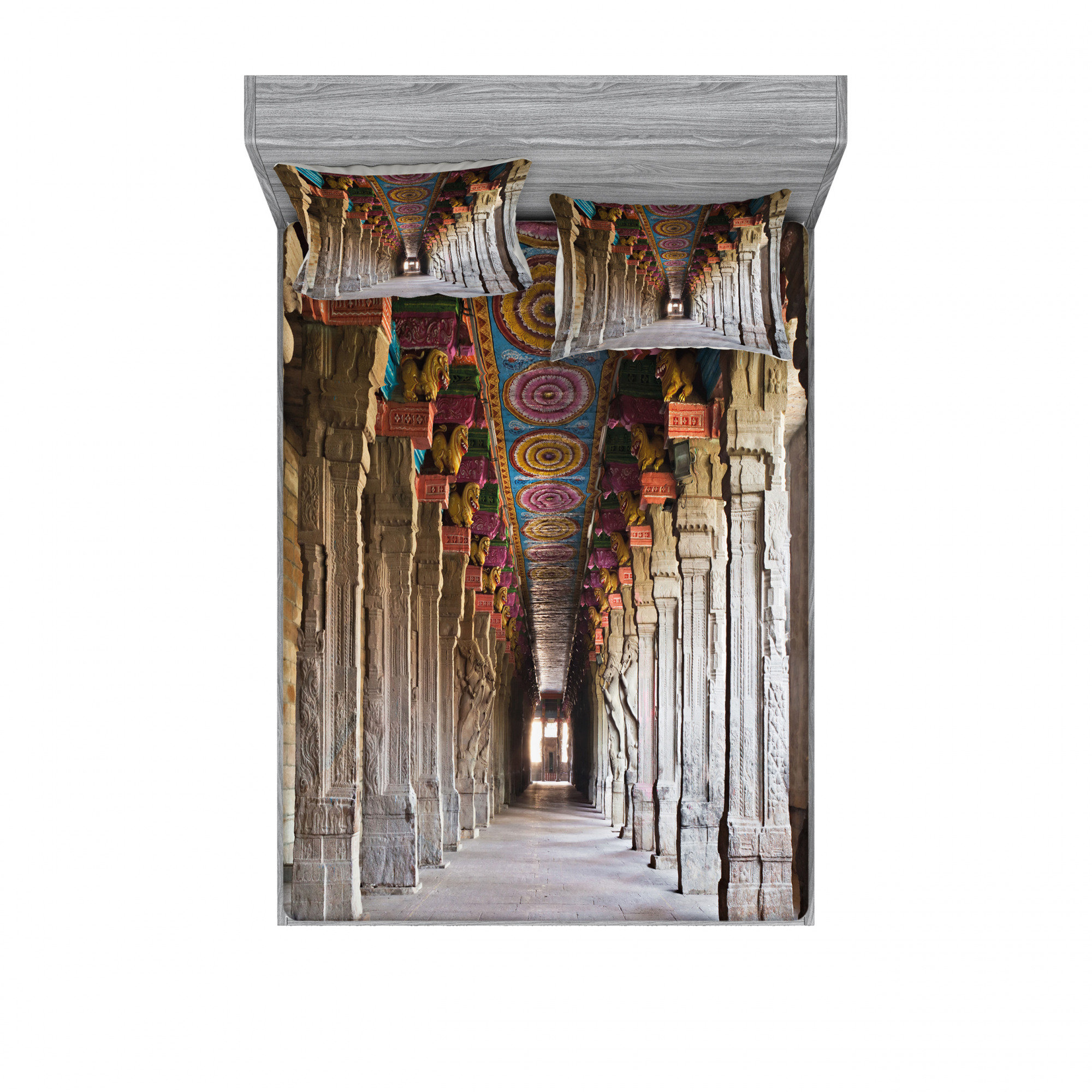 Ambesonne Theme Inside of Old Meenakshi Building in South Asia Sheet ...