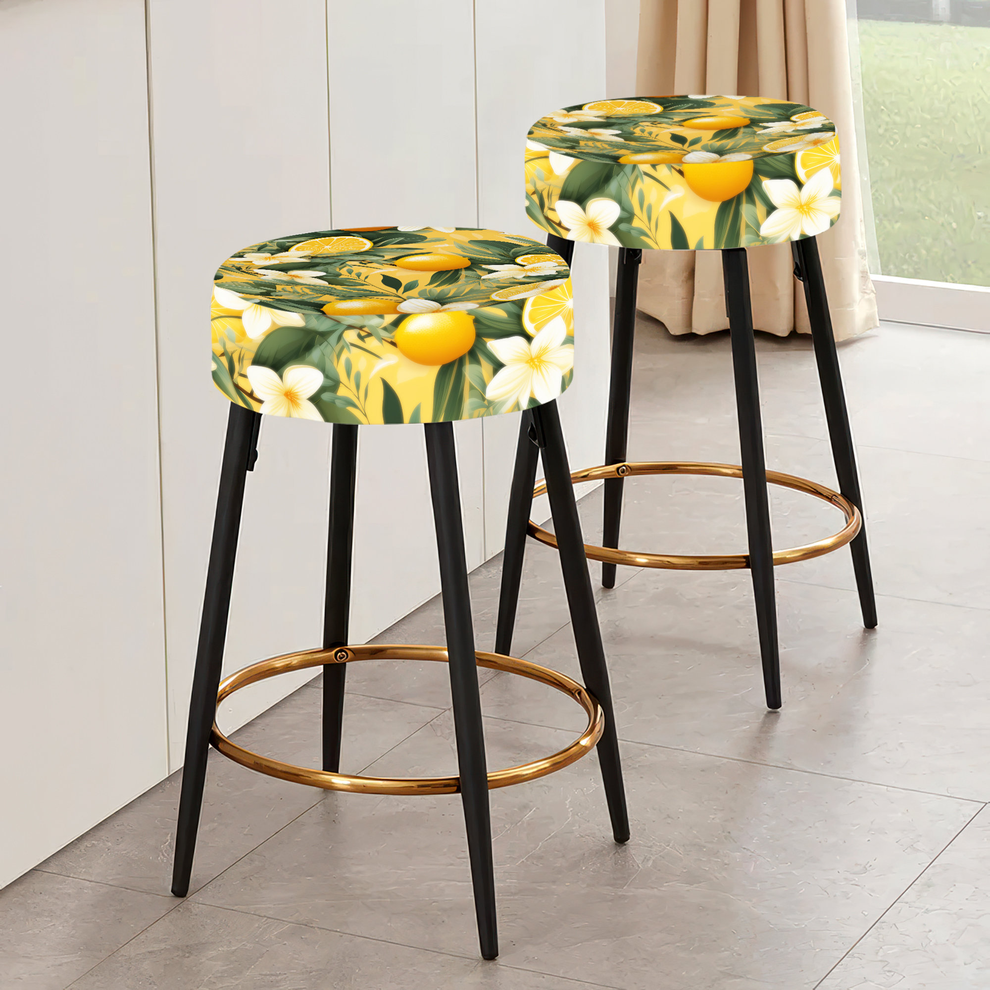 Design Art Mango Sunset Tropical Pattern - Tropical Bar Stools Set Of 2 | Wayfair