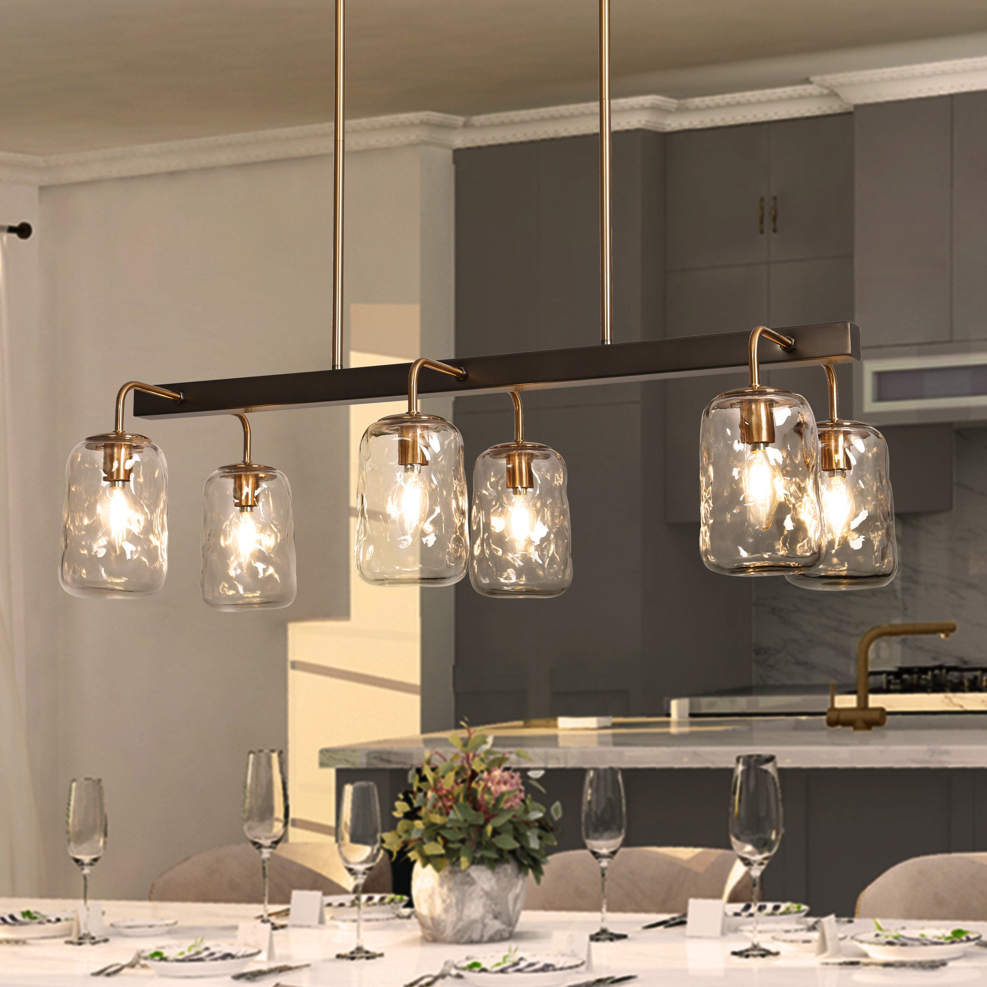 Beachcrest Home™ Bergeson 6 - Light 33 Inch Width Gold /Gray Chandelier ...