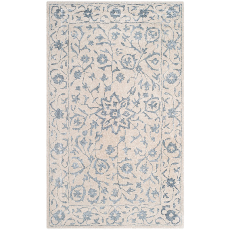 Darby Home Co Daphne Hand Tufted Viscose/Wool Oriental Rug in Silver ...
