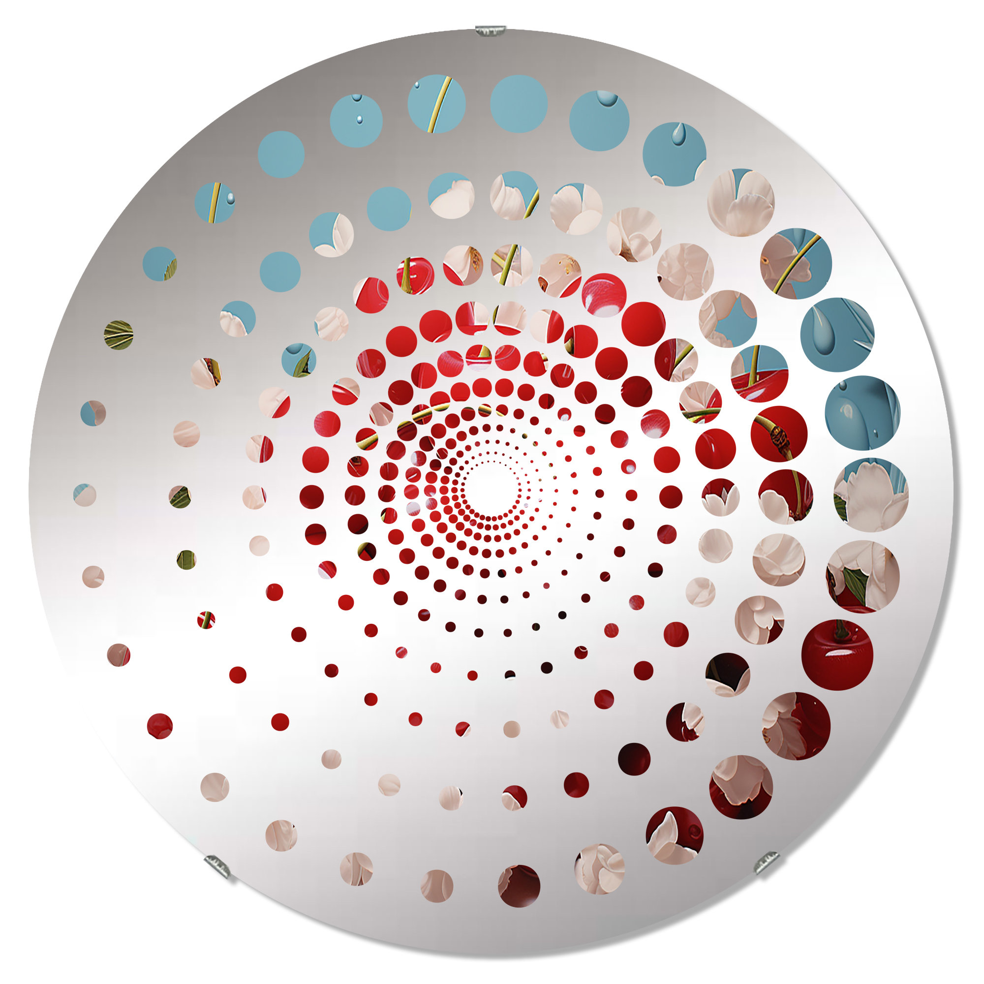 East Urban Home Chuckling Cherry Red I - Spiral Dot Decorative Mirror ...