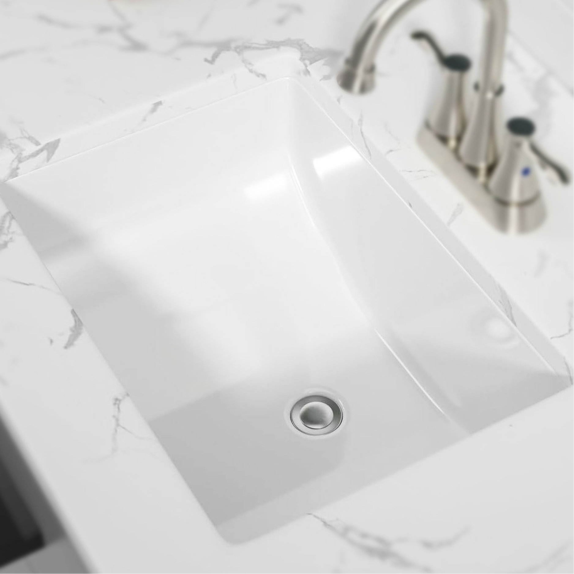 Ebern Designs Pure White Ceramic Bathroom Basin - Rectangular, Overflow ...