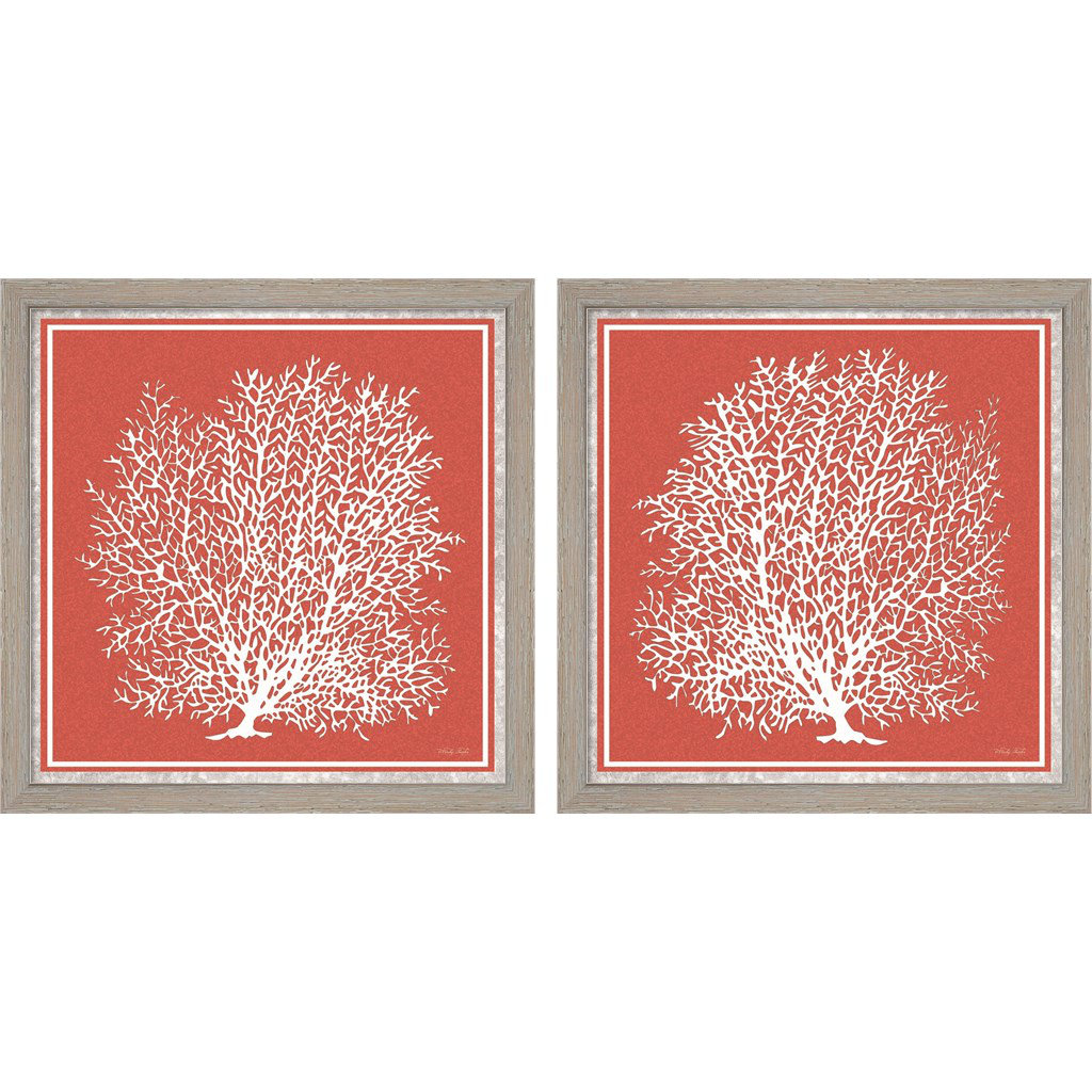 Dovecove Coastal Coral On Red By Cindy Jacobs, Framed Art (Set Of 2 ...