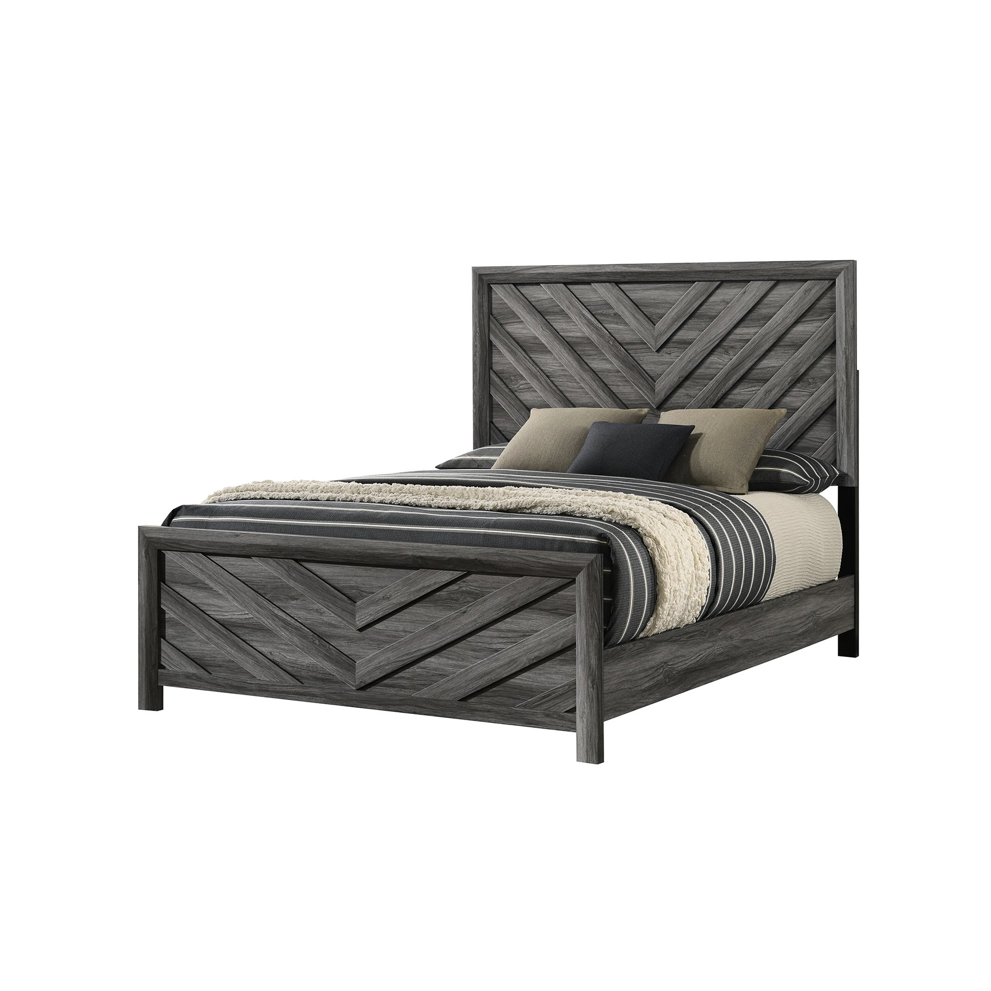 Latitude Run® Full Size Gray Wood Bed With Headboard And Rails, Comfort ...