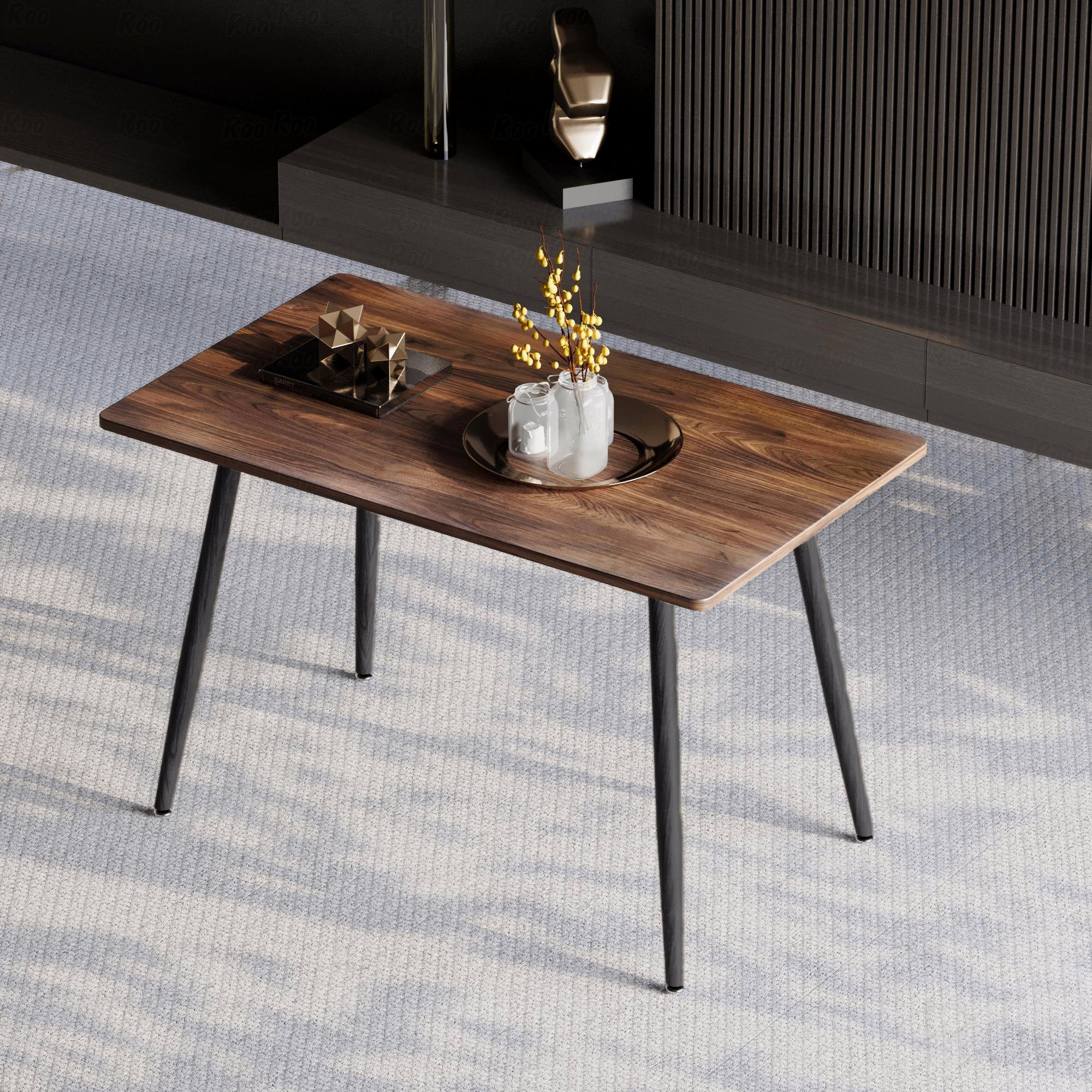 Latitude Run® Modern Minimalist Mdf Desktop, Walnut Color Metal Legs ...