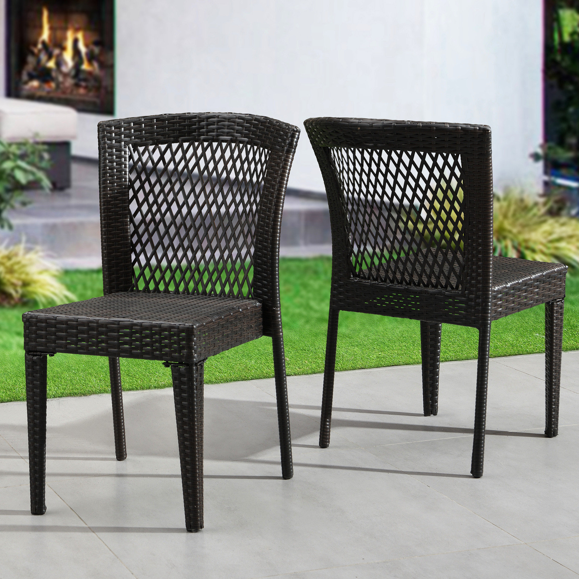 Latitude Run® Outdoor Stackable Patio Chairs (2), -, 400Lbs Weight ...