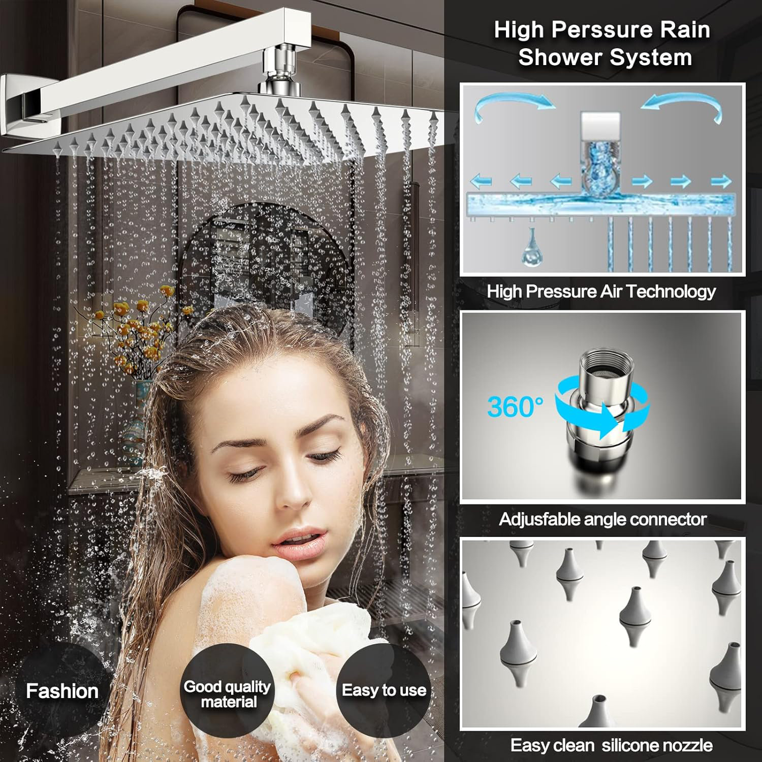 Frontier Grain Luxury Shower System Wall Mounted With Rainfall Shower ...