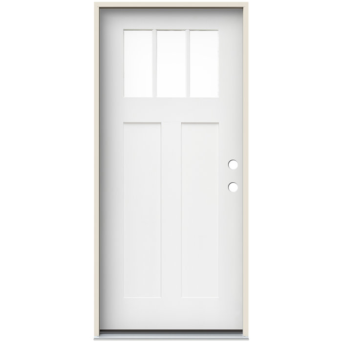 JELD-WEN 36 in. x 80 in. Craftsman 3-Lite Modern White Painted ...