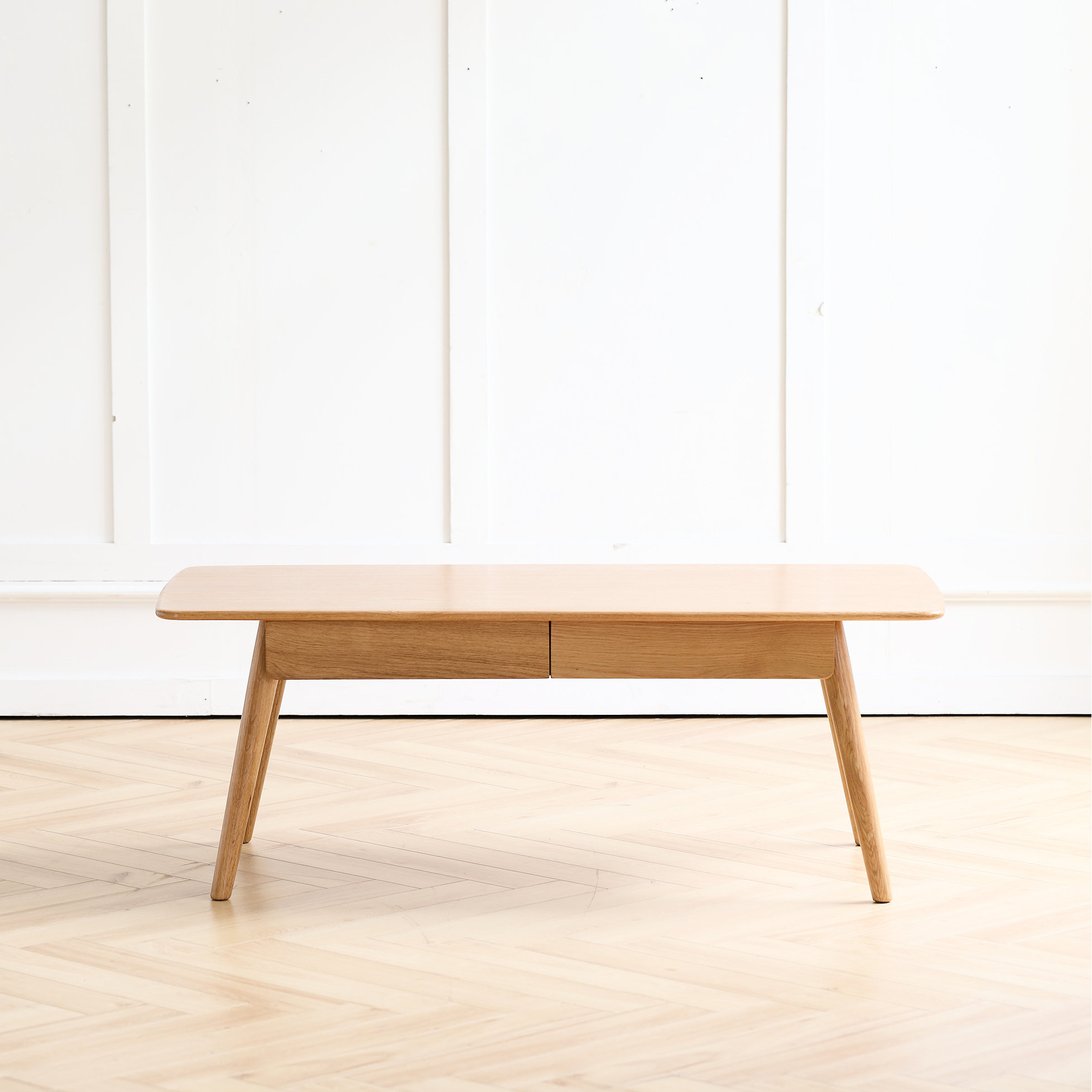 George Oliver Oak Coffee Table With Two Drawer Slots - 100x50x45cm ...