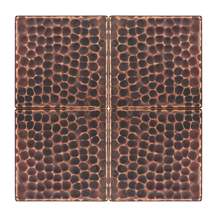 Premier Copper Products 3" x 3" Hammered Copper Tile - Quantity 4 | Wayfair