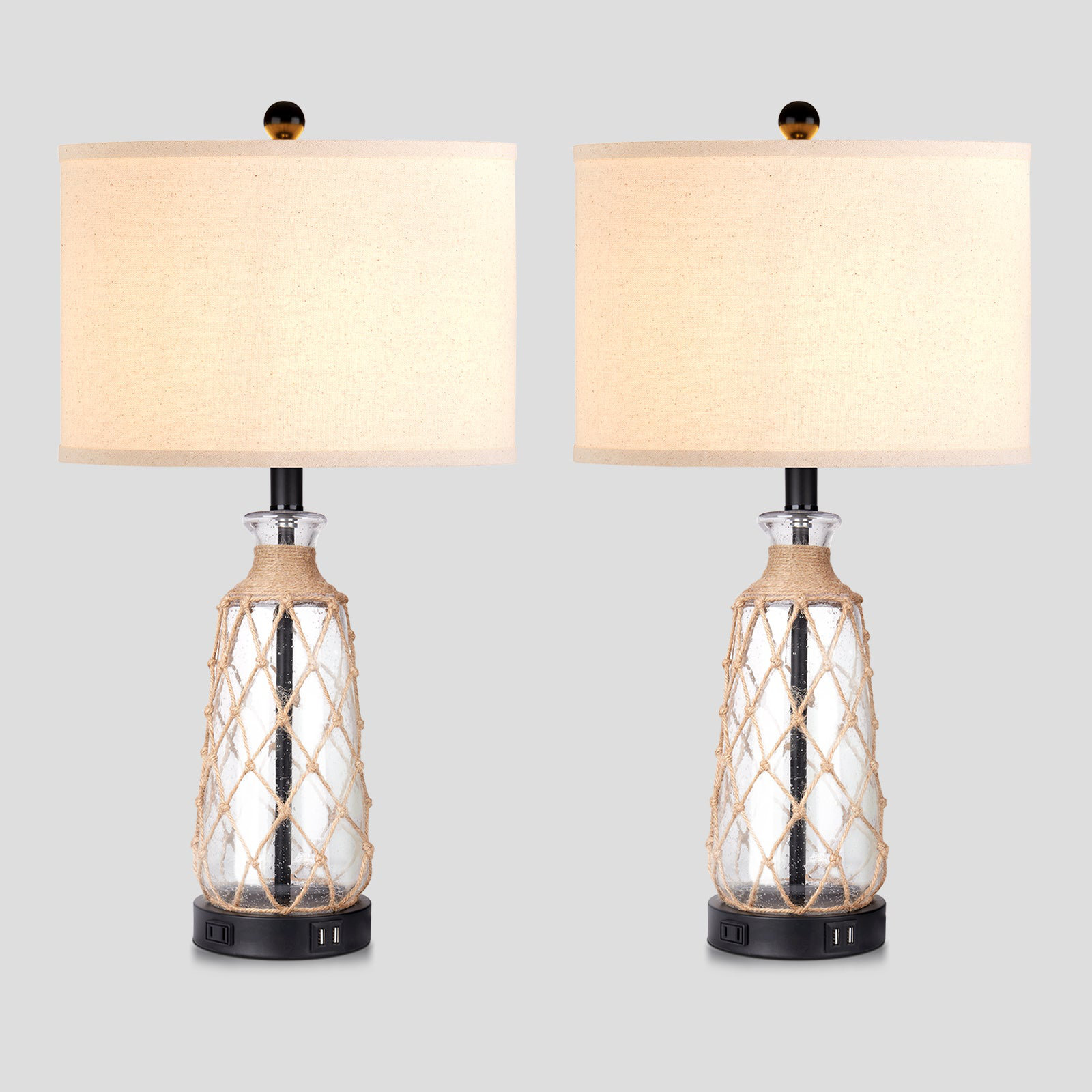 Longshore Tides Bhajan Mixed Glass Rattan Table Lamps & Reviews | Wayfair