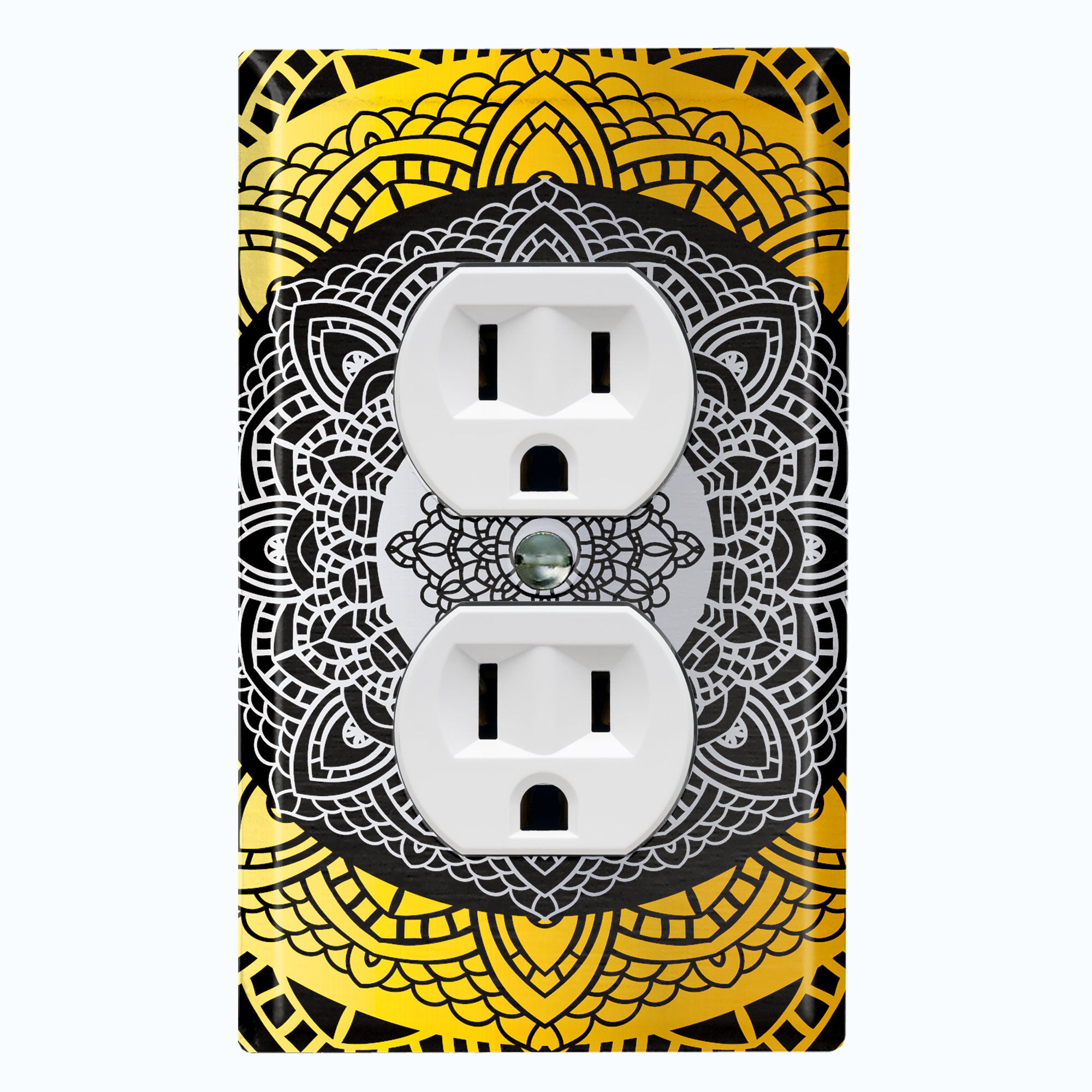 WorldAcc Mandala Circle 1-Gang Duplex Outlet Wall Plate | Wayfair