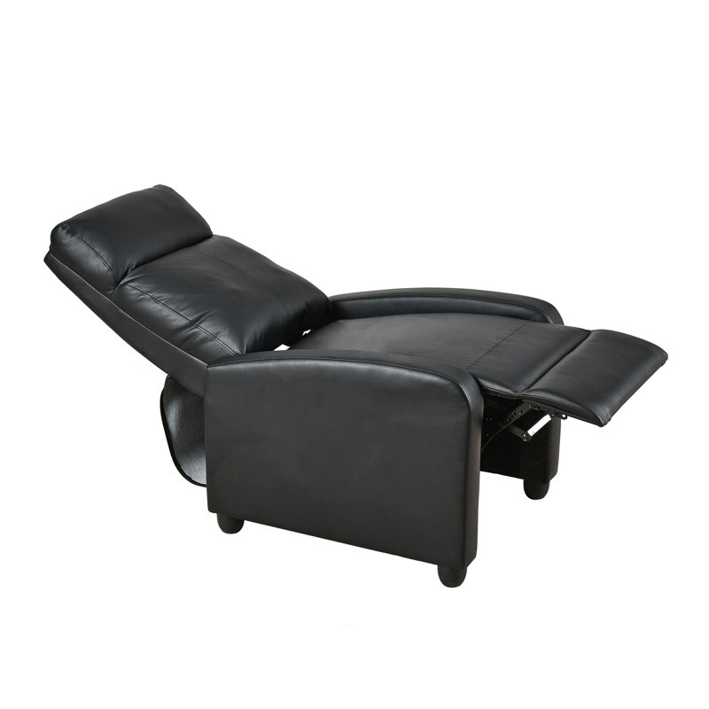 Ebern Designs Black Faux Leather Recliner Chair | Wayfair