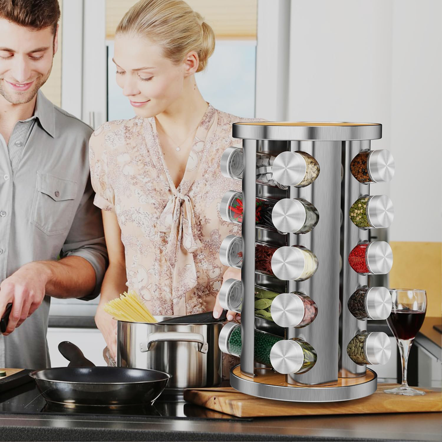 Prep & Savour Rotating Spice Rack Organizer, Spice Tower For Countertop ...