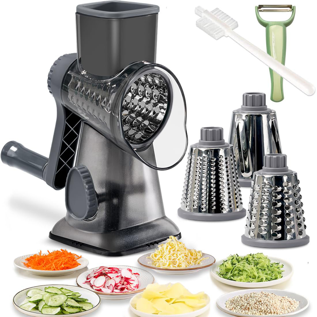 shuoli Rotary Cheese Grater Shredder With Handle Handheld Round ...