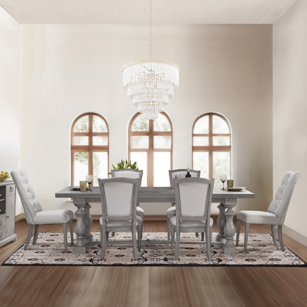 One Allium Way® 7 - Piece Solid Wood Trestle Dining Set | Wayfair