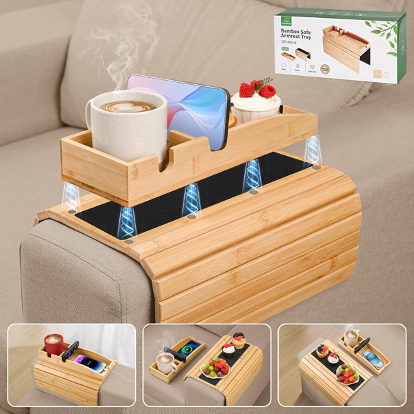Union Rustic Couch Arm Tray, 3 In 1 Magnetic Detachable Sofa And Couch ...
