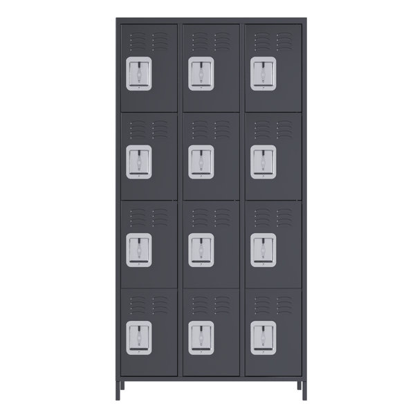 REEMOON Metal Lockers For Employees With Lock&12 Doors Black Metal ...